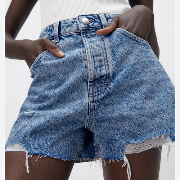 Zara | Shorts | Zara High Rise Denim Shorts Midblue | Poshmark